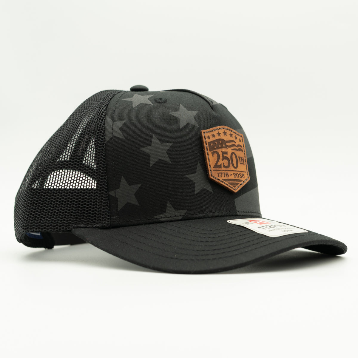 USA 250 Badge Leather Patch Trucker Hat – Outer Wings
